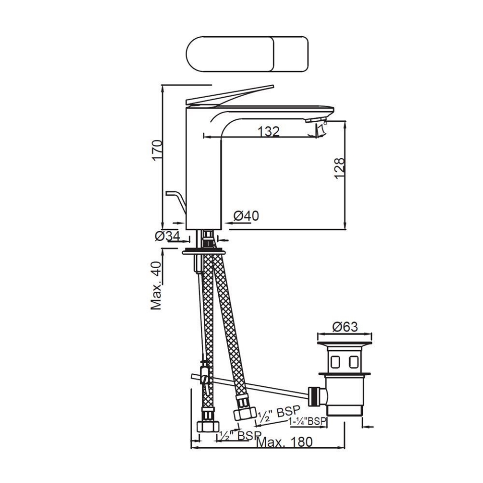 Laguna Extended Basin Mixer with Popup Waste | Jaquar Global