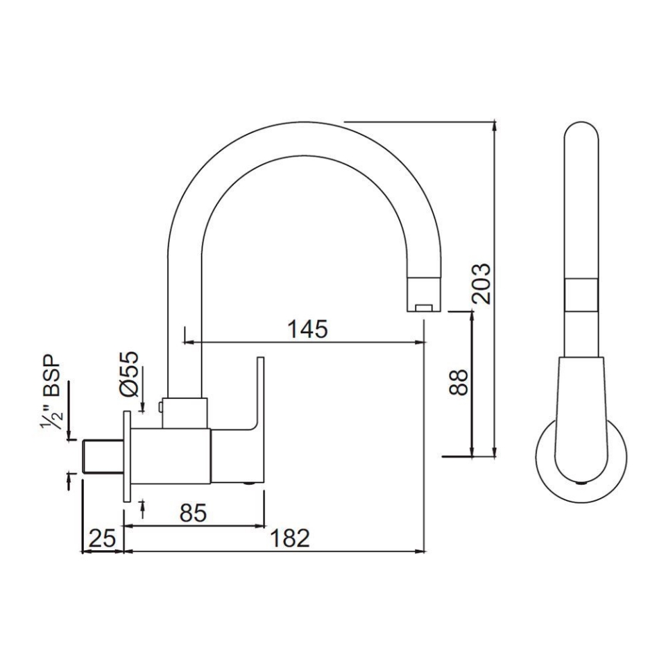 Aria 1 Lever Wall Sink Tap with Swivel Spout | Jaquar Global