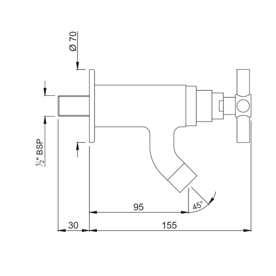 Angular Shape Bib Tap with Wall Flange by Solo | Jaquar Global