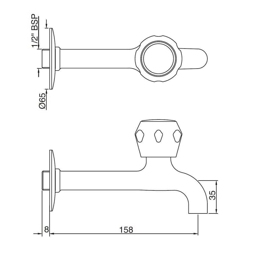 Astra Stylish Long Body Bib Tap with Wall Flange | Jaquar Global