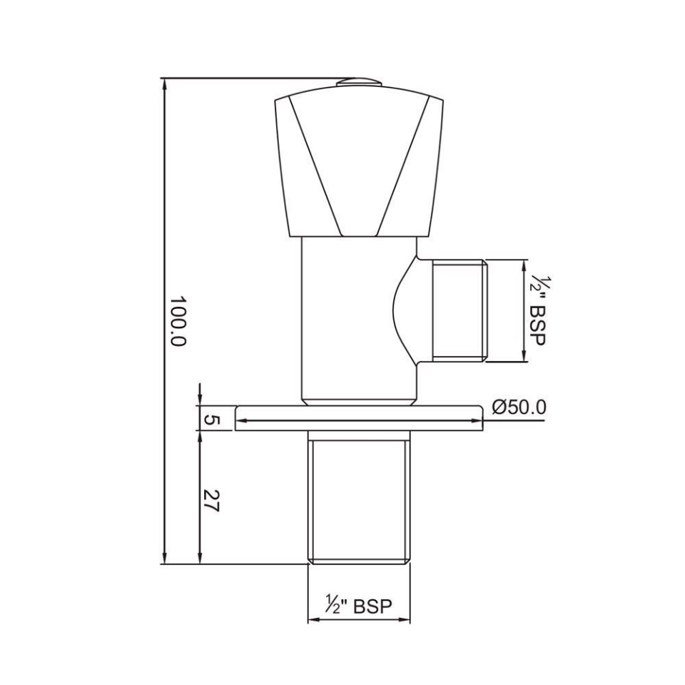 Astra Triangular Handle Chrome Finish Angle Valve | Jaquar Global