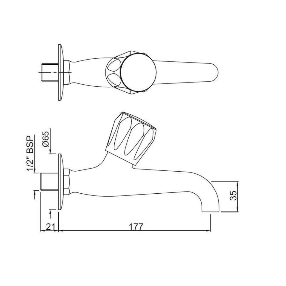 Continental Long Body Bib Tap with Wall Flange | Jaquar Global