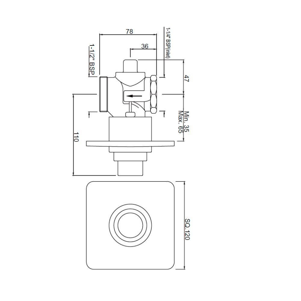 Dual Flow Square 32mm Flush Valve for WC Toilets | Jaquar Global