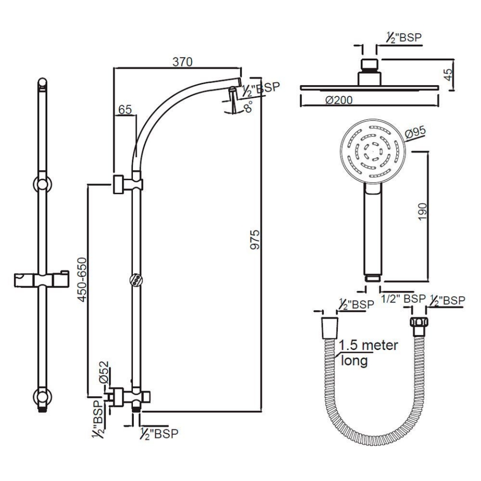 Exposed Round Shower Pipe Kit - With Maze Showers | Jaquar Global