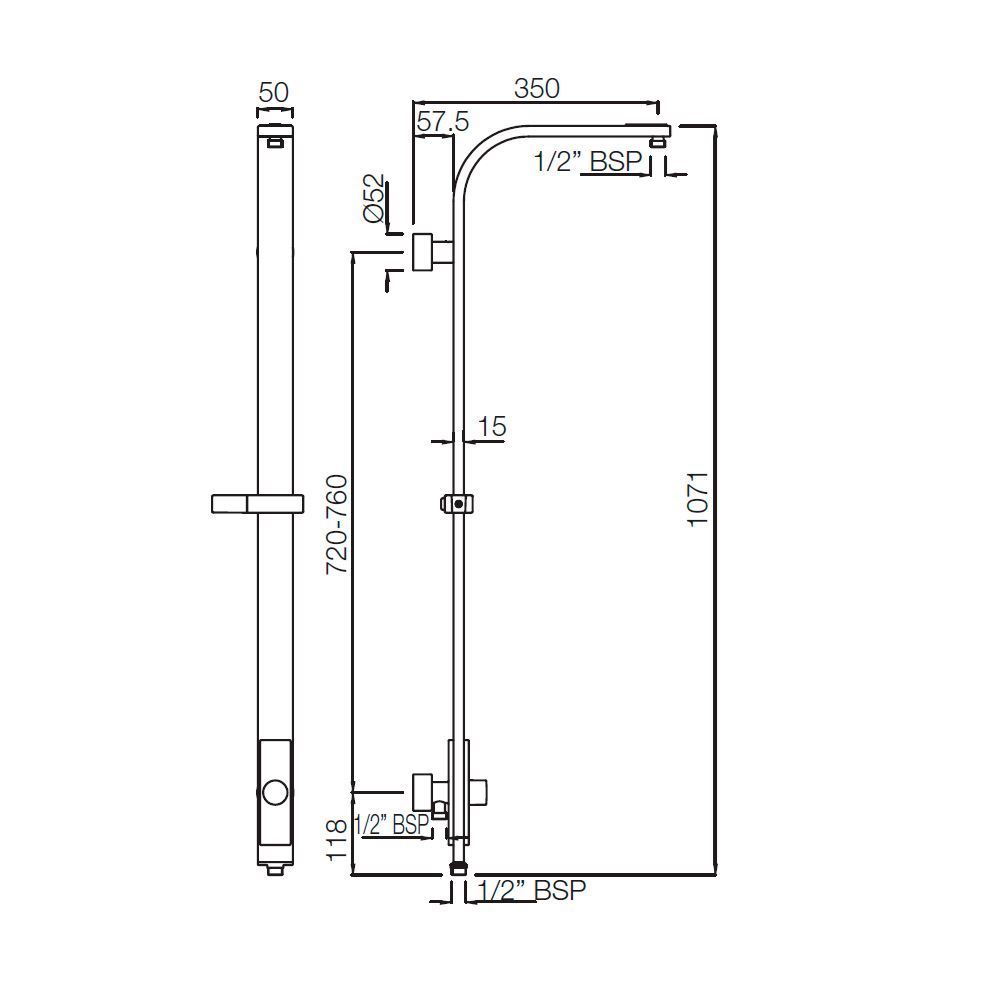 Flat Exposed Round Shower Pipe with Diverter Knob | Jaquar Global