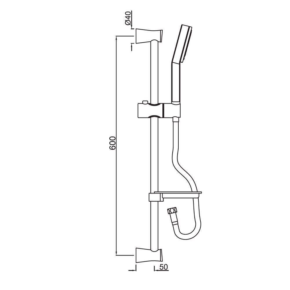 19mm Hand Shower Slide Rail+Shower+Soap Holder | Jaquar Global