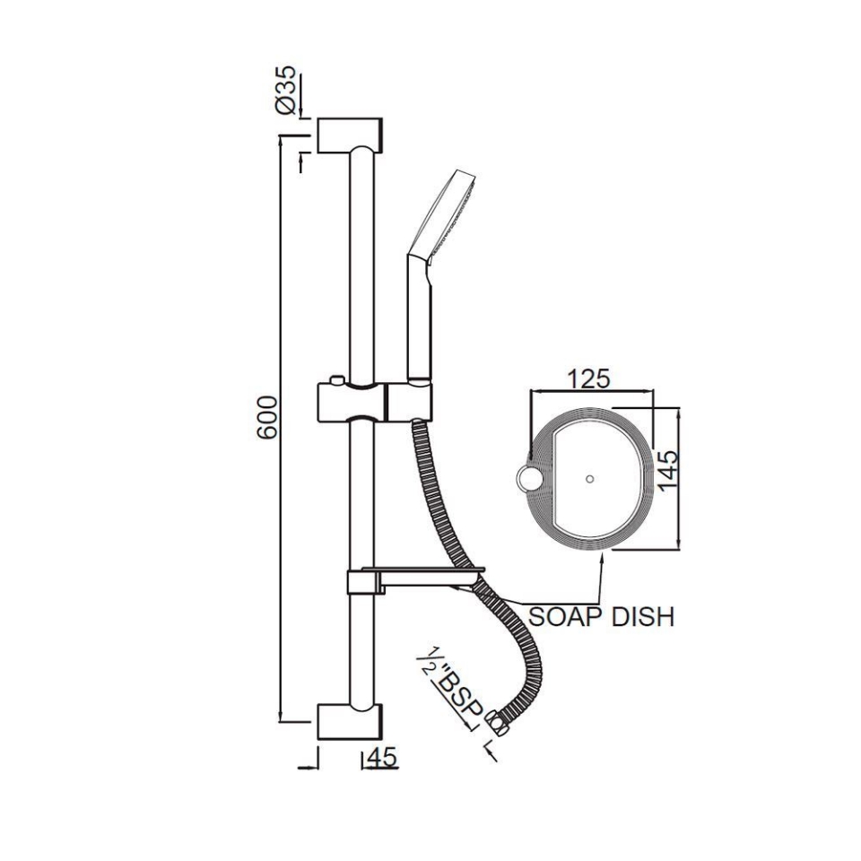 24mm Hand Shower Slide Rail+Multi Function Shower | Jaquar Global