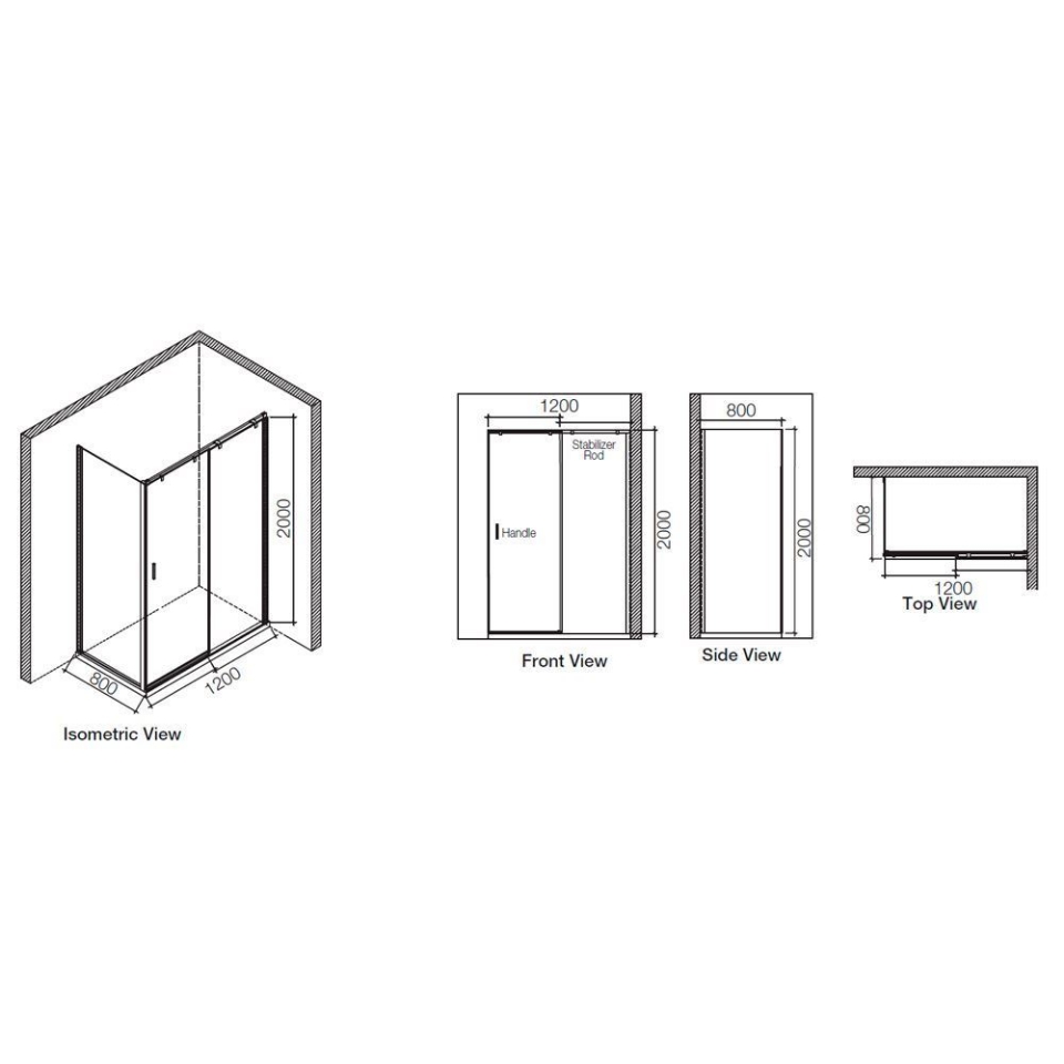 Fusion Plus 1200-800mm Corner Shower Enclosure | Jaquar Global