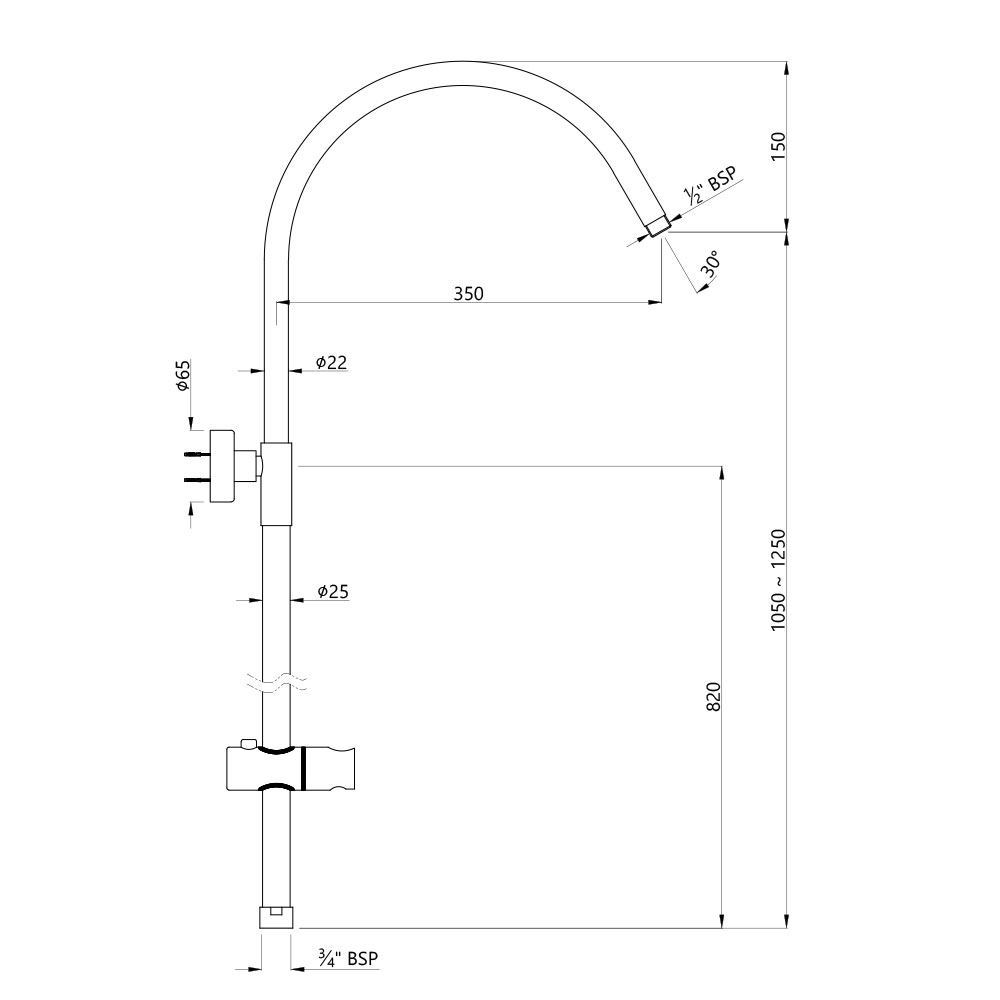 Exposed Round Shape Shower Pipe for Bath + Shower | Jaquar Global