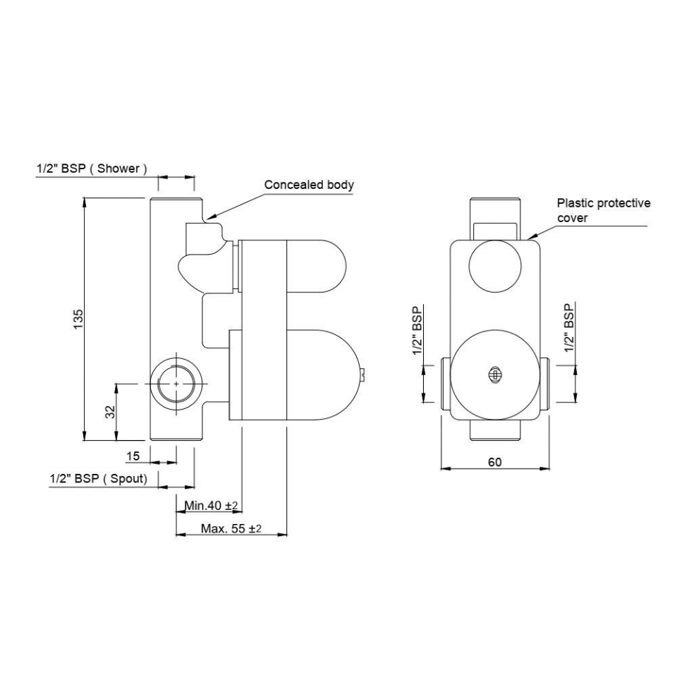 In-Wall Body 35mm Single Lever Diverter Mixer | Jaquar Global