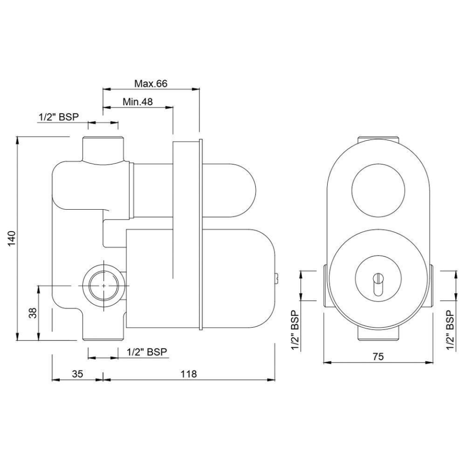 High Flow Concealed Body For One Lever Diverter | Jaquar Global