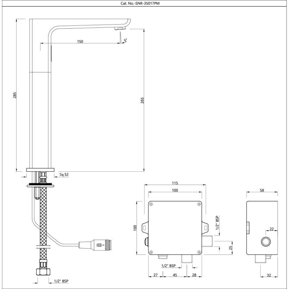 Kubix Prime Deck Mounted High Neck Sensor Faucet | Jaquar Global