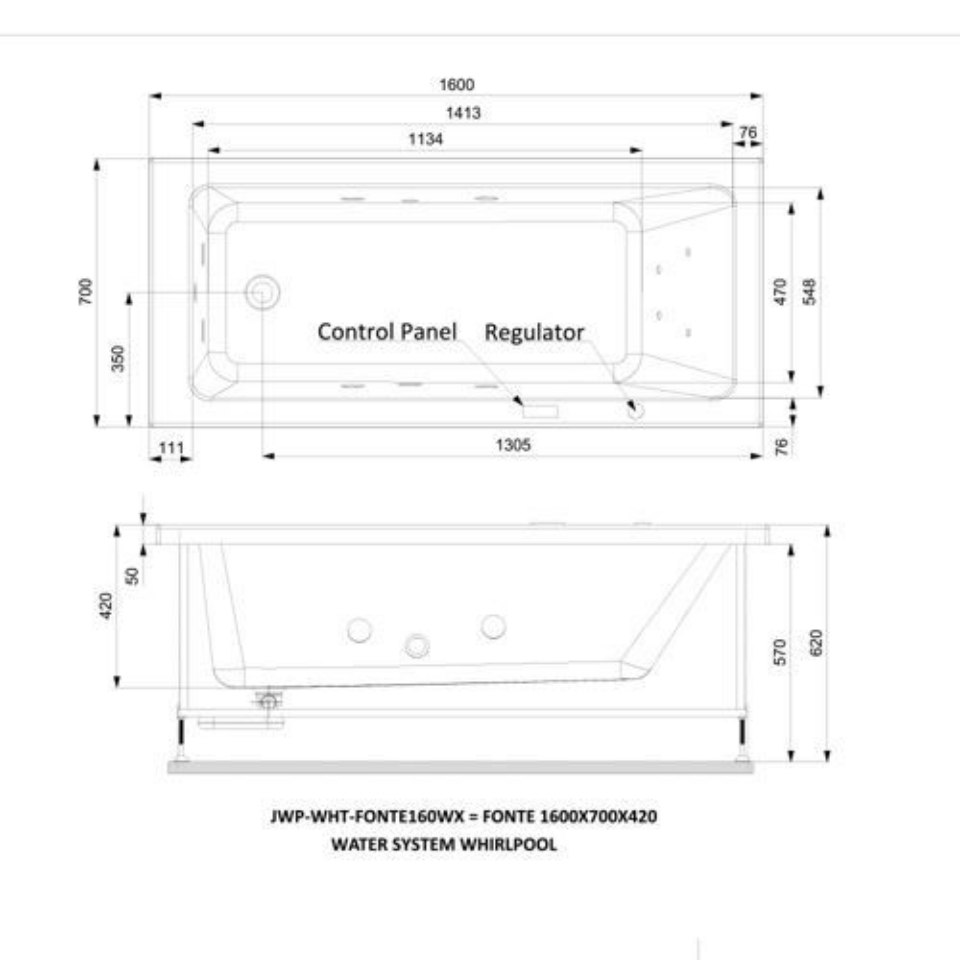 Fonte 700 Width Water System Whirlpool BathTub | Jaquar Global