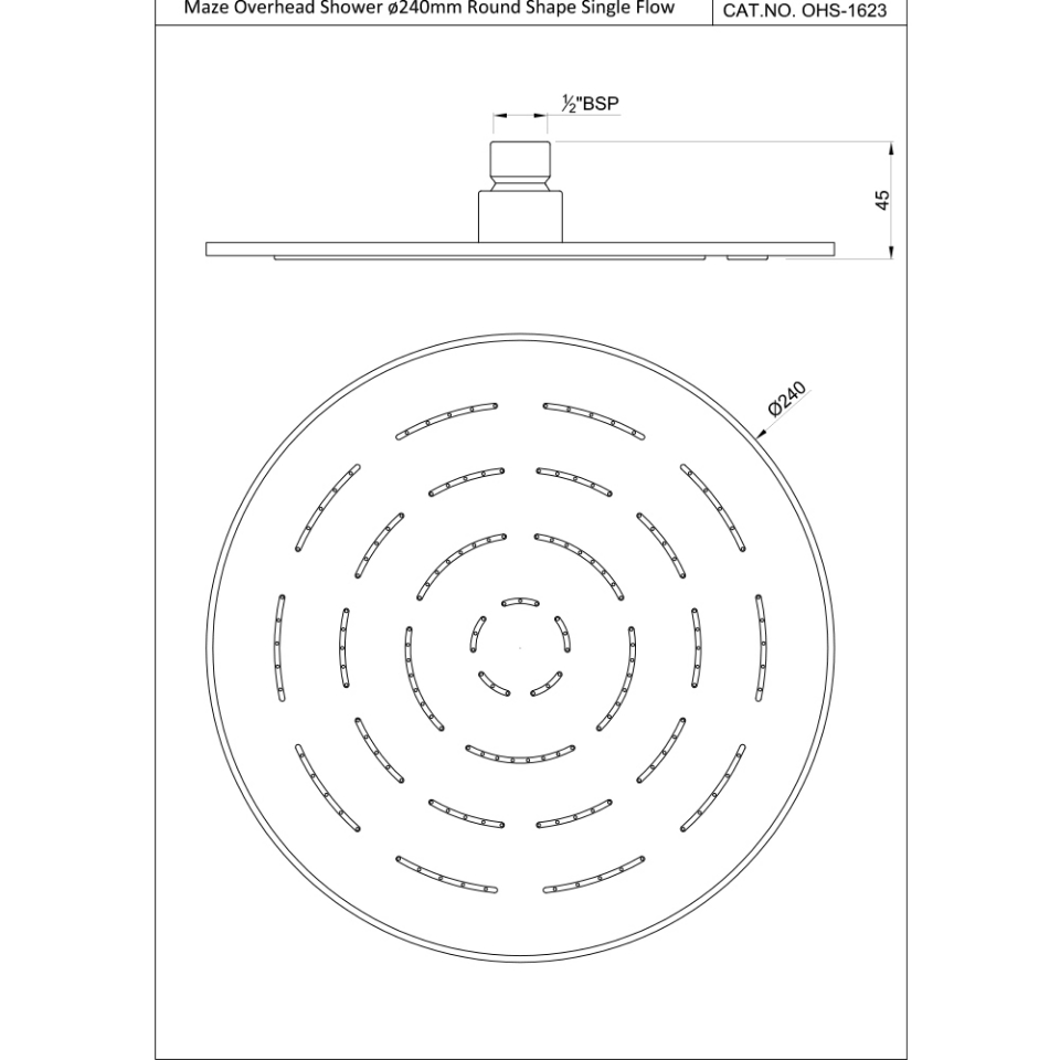 240mm Round Overhead Shower for Bathing- Maze | Jaquar Global
