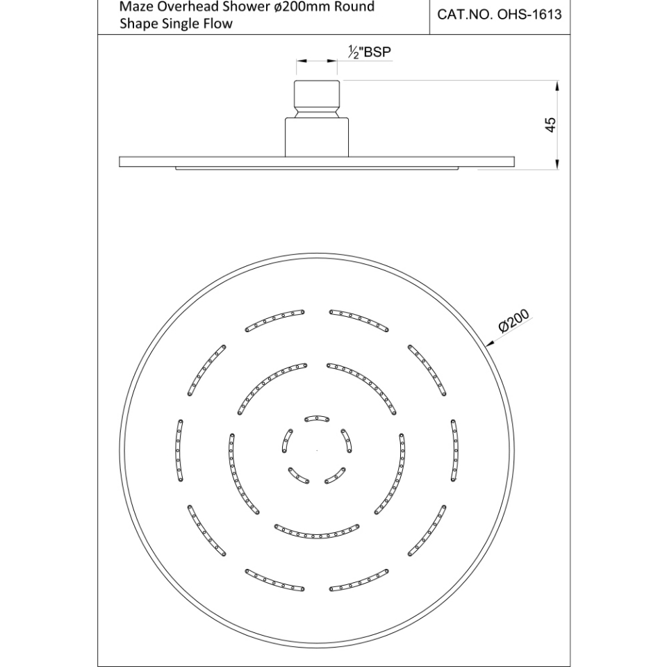 Maze 200mm Round Overhead Shower for Bathing | Jaquar Global