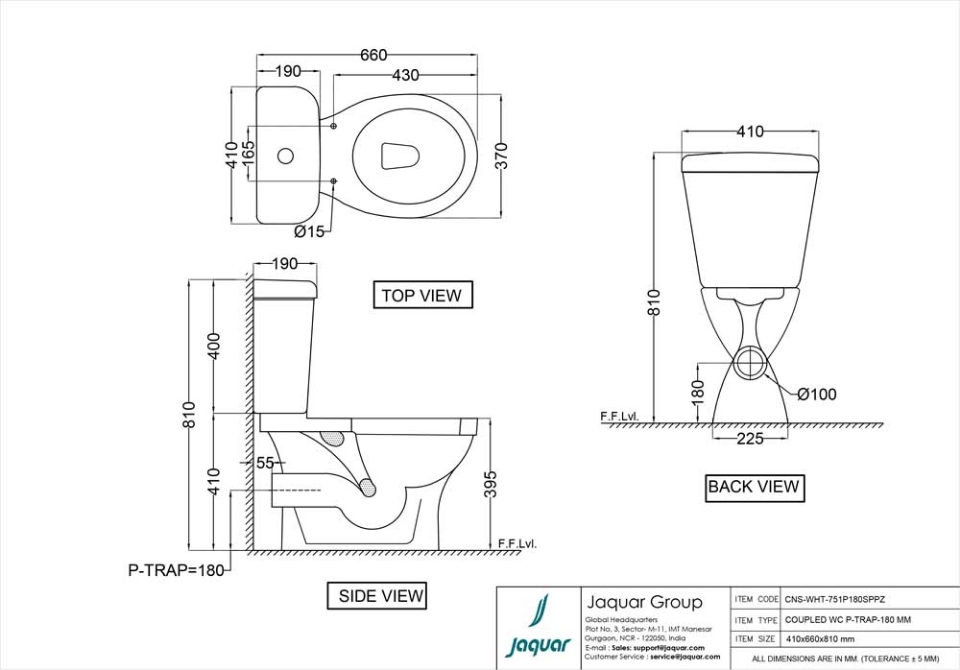 Continental Series P-Trap Floor Coupled WC | Jaquar Global