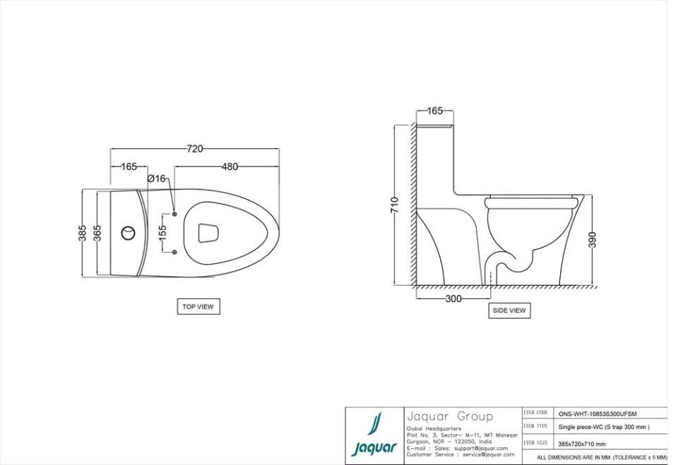 Ornamix S-Trap One Piece Rimless Floor Mounted WC | Jaquar Global
