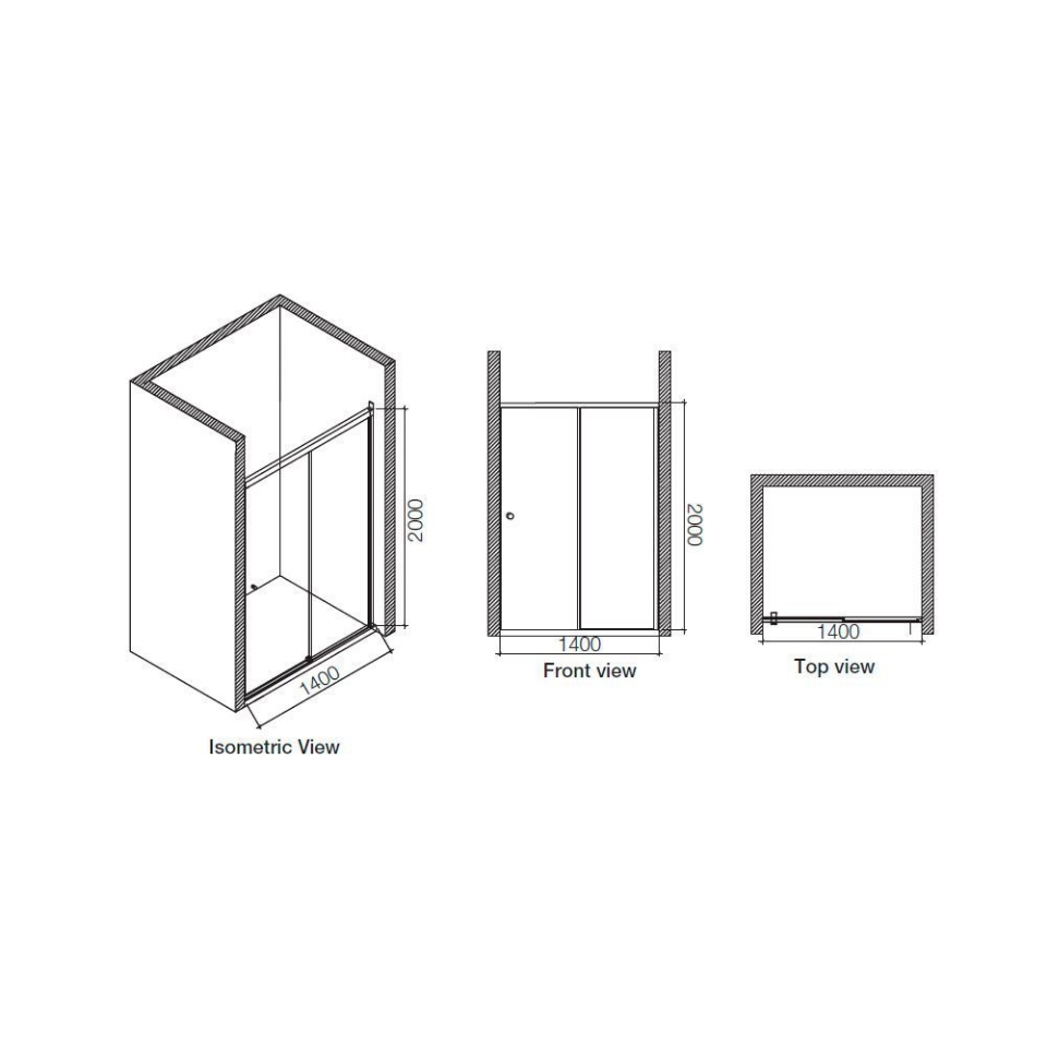 Optima 1000-1500mm Left Sliding Shower Enclosure | Jaquar Global
